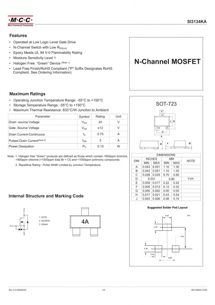 SI3134KA-TP datasheet page 1