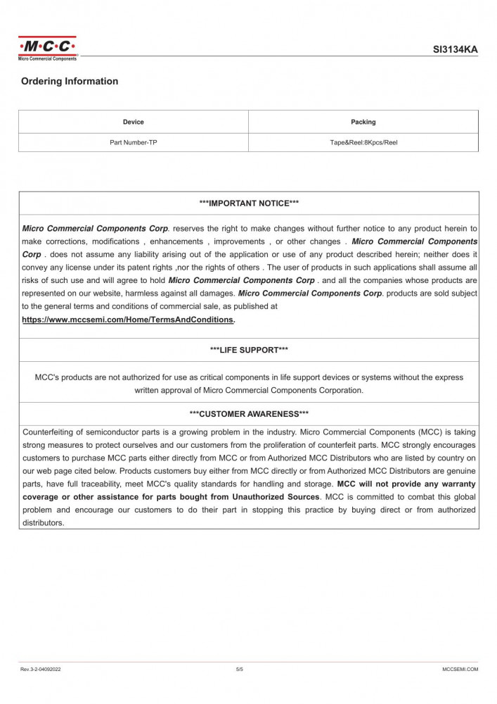 SI3134KA-TP datasheet page 5