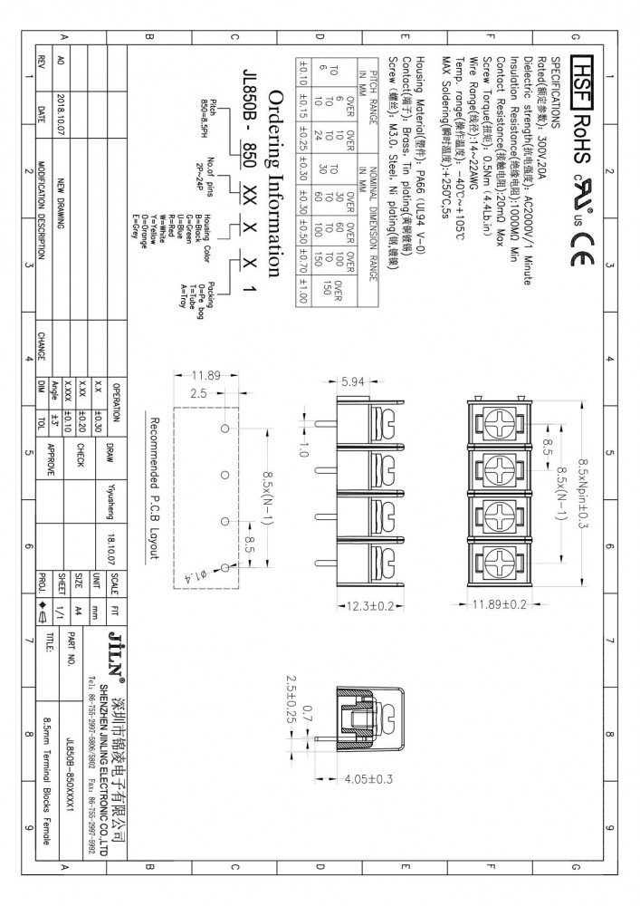 JL850B-85002GA1 technical drawing