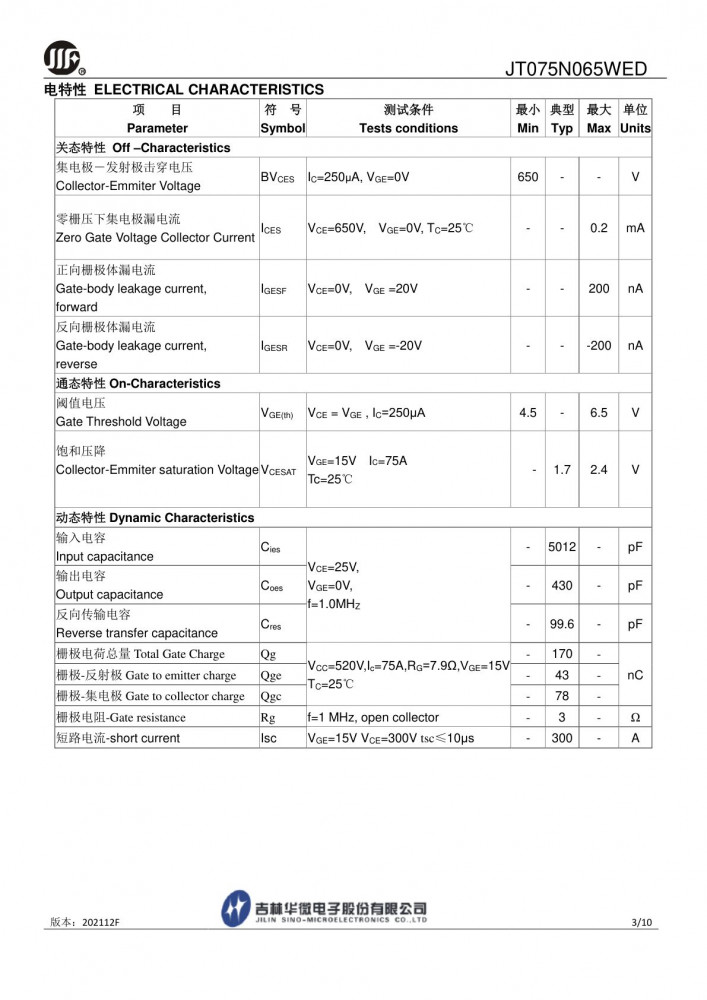 JT075N065WED datasheet page 3