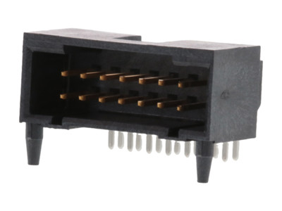 C-Grid PCB Receptacle, 2.54mm Pitch, Through Hole, Dual Row, Right-Angle, Shrouded, High-Temperature, 14 Circuits, 0.38µm Gold (Au) Plating, with Pegs for sale
