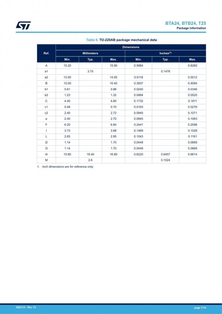 BTA24 family datasheet page 7