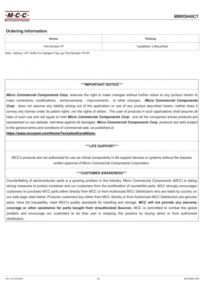 MBRD640CT-TP datasheet page 3
