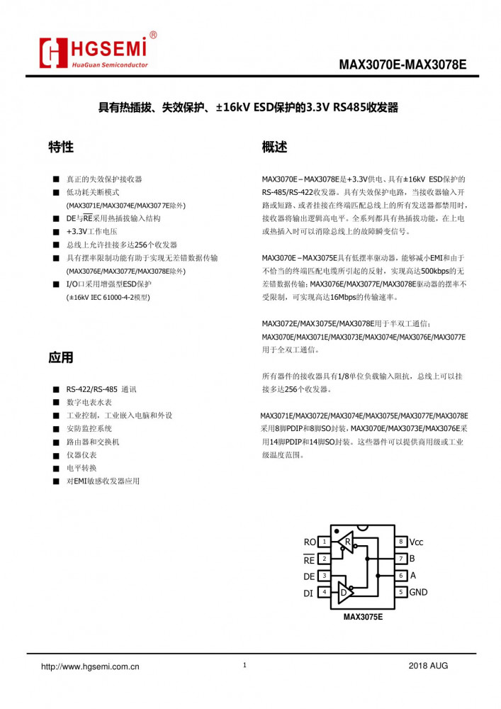 MAX3075EM/TR technical document page 1