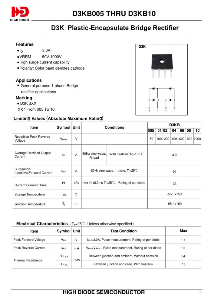 D3KB10-HD datasheet page 1
