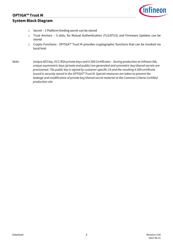 OPTIGA Trust M datasheet page 8