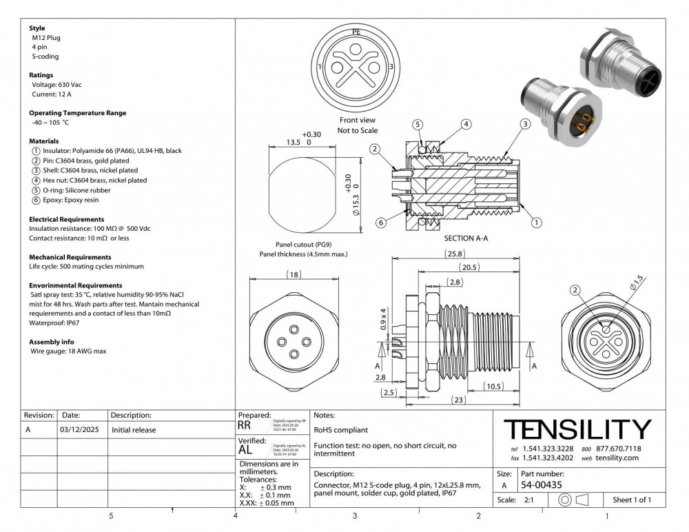 Tensility International 54-00435 product drawing page