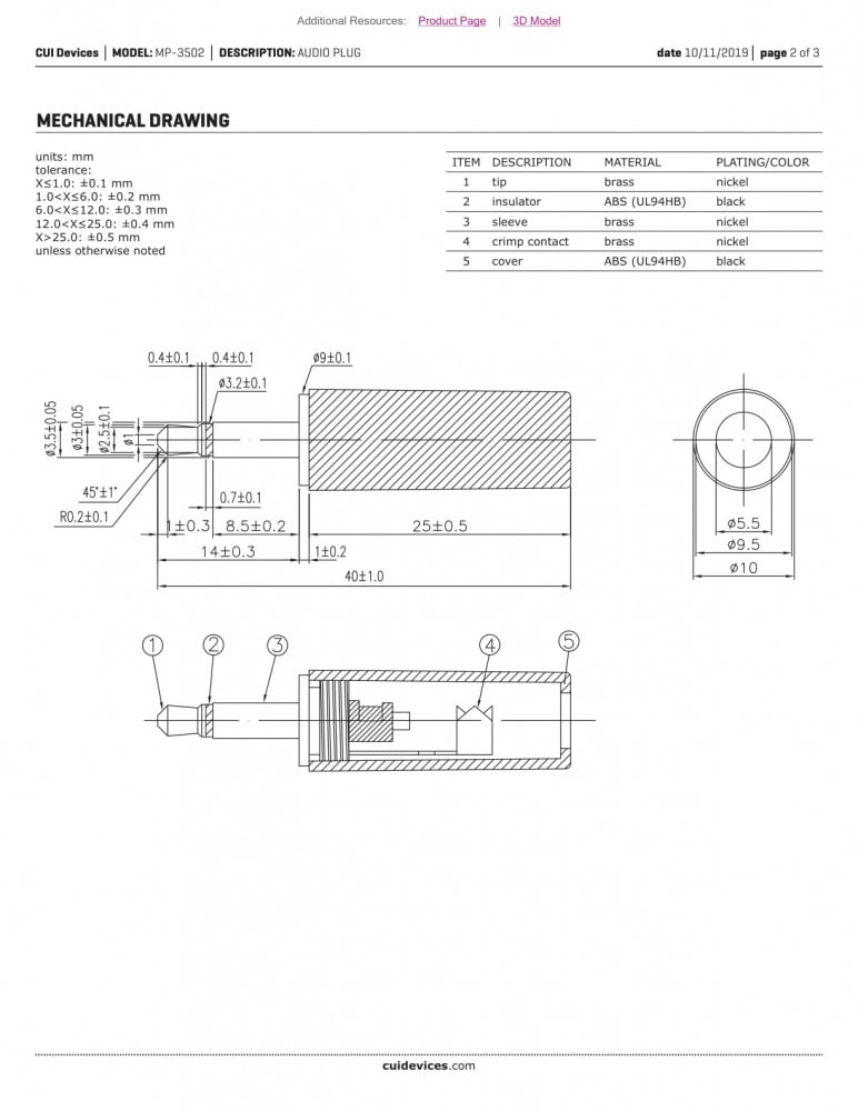 MP-3502 technical document page 2