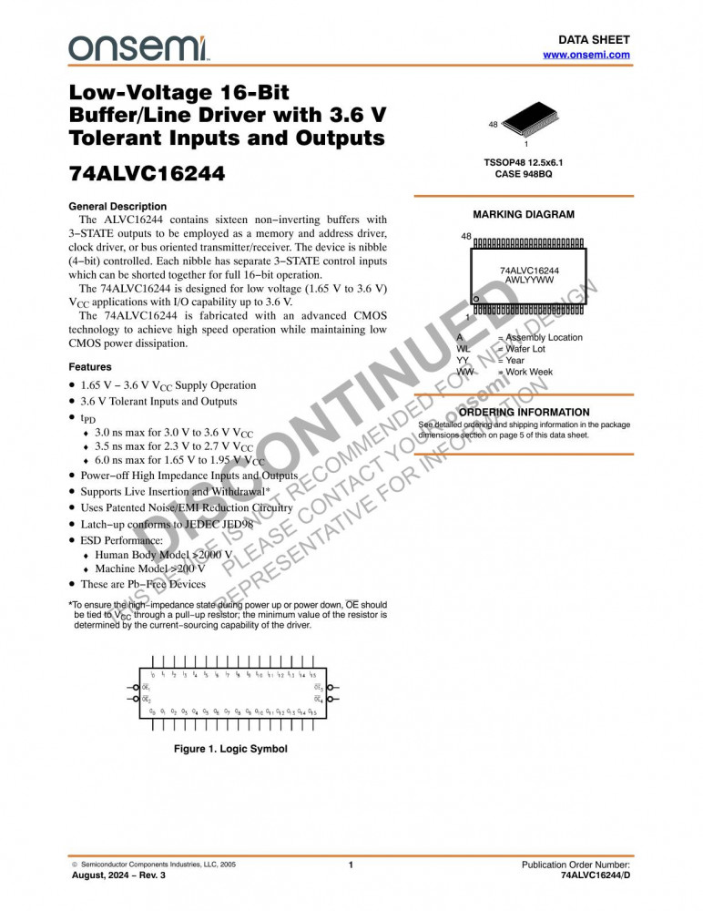 74ALVC16244 datasheet page 1