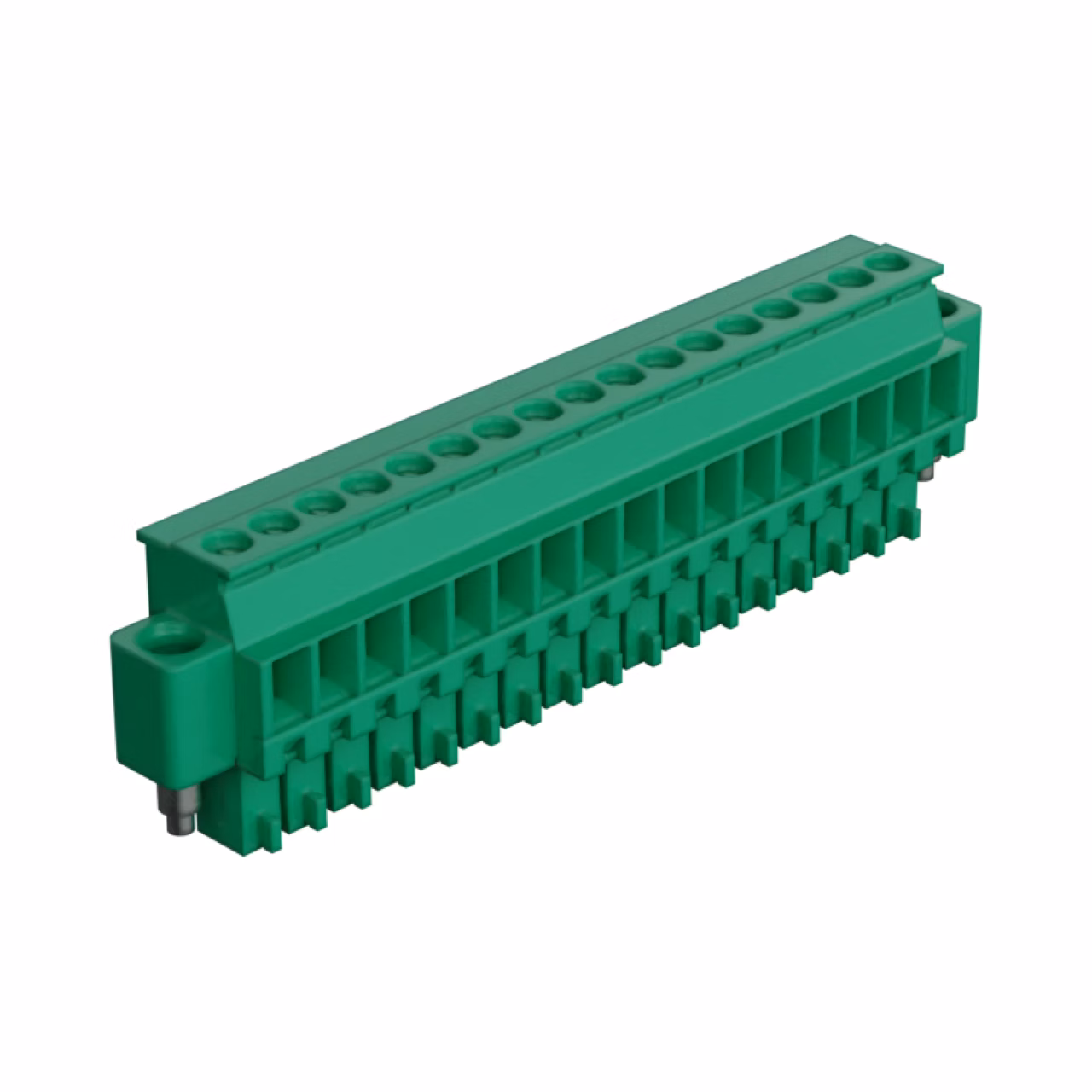 3.50mm Pitch Eurostyle Vertical Plug, with Retention Screws, Front Wire Entry, Green Housing, 17 Circuits for sale