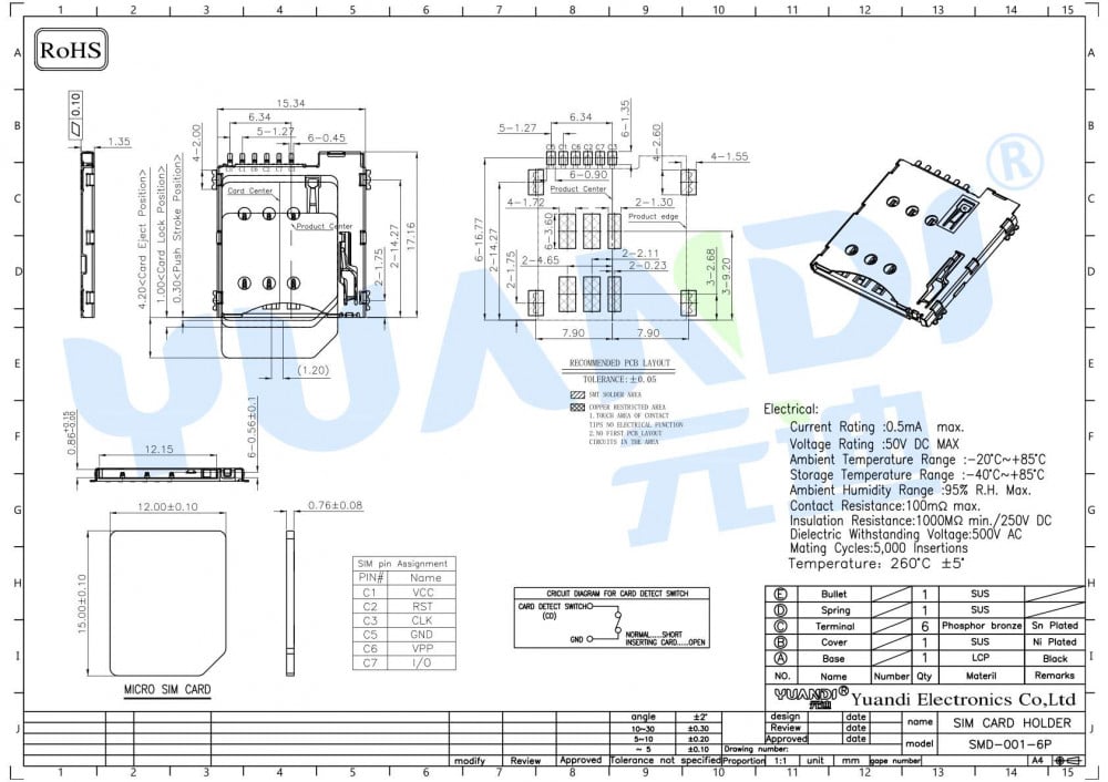 Yuandi SMD-001-6P technical document