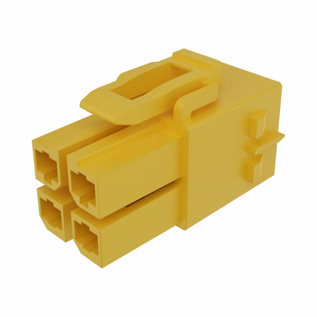 Mega-Fit ColorLock Tangless TPA-Capable Receptacle Housing, Dual Row, 4 Circuit, UL 94V-0, Glow-Wire Capable, Yellow for sale