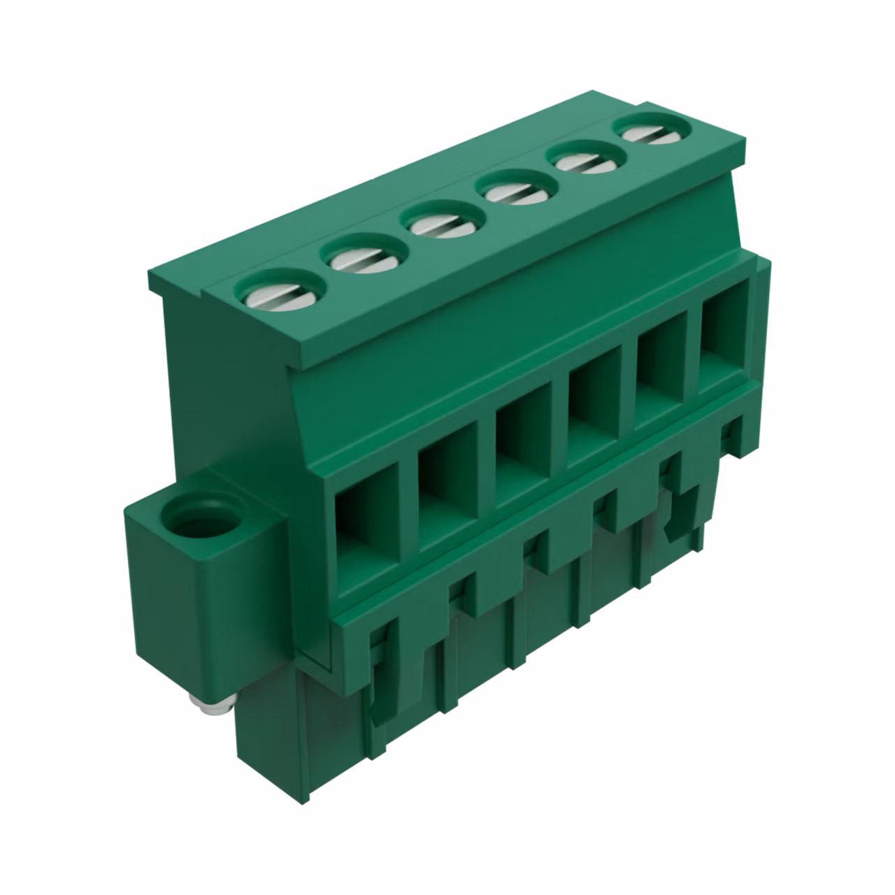 5.00mm Pitch Eurostyle Vertical Plug, with Retention Screws, Front Wire Entry, Green Housing, Gold (Au) Plated, 6 Circuits for sale