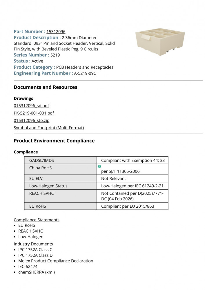 MOLEX 15312096 technical document image 1