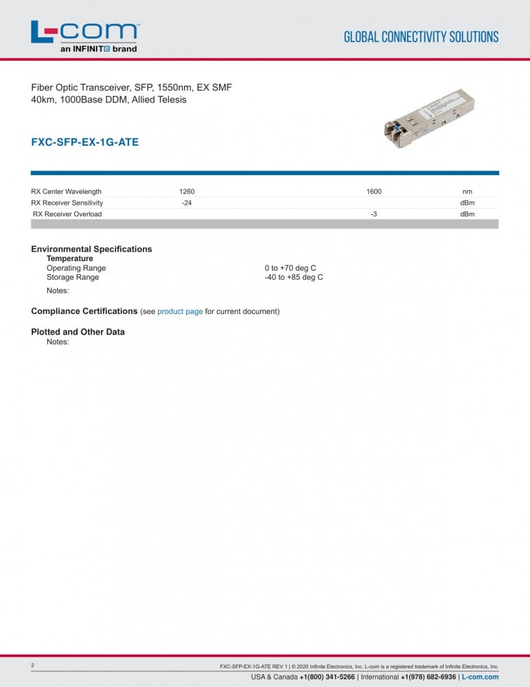 FXC-SFP-EX-1G-ATE technical document page 2