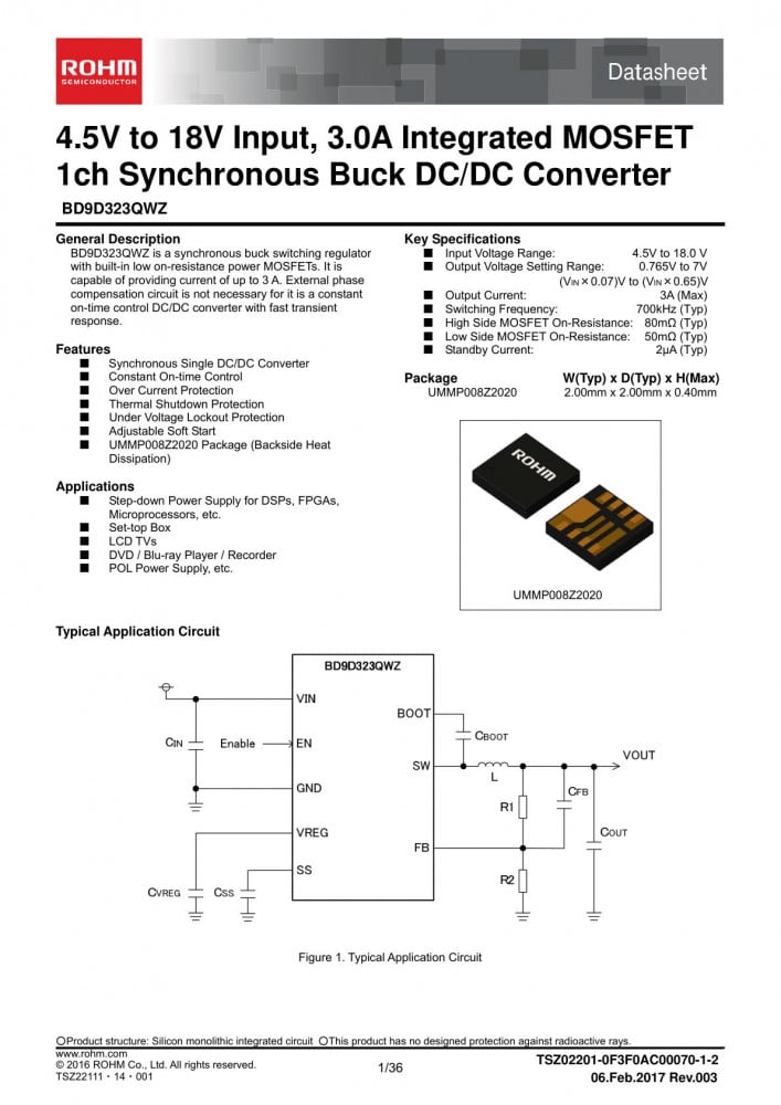 BD9D323QWZ-E2 datasheet page 1