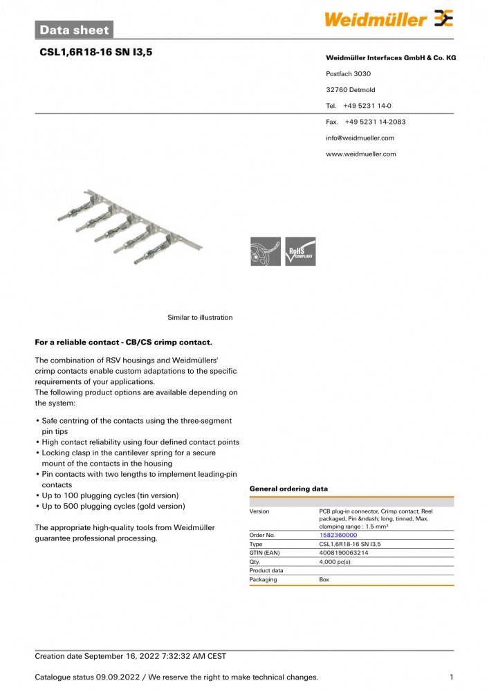 WEIDMULLER 1582360000 document page 1