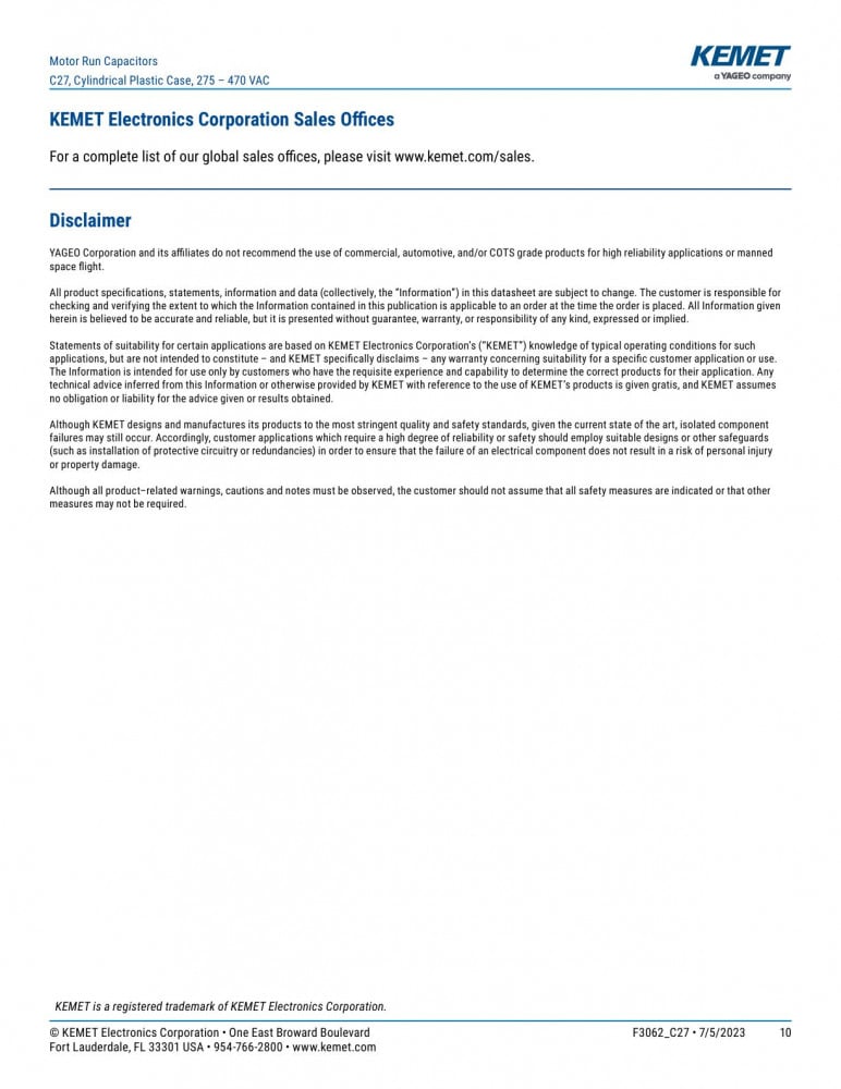 KEMET C27 datasheet page 10