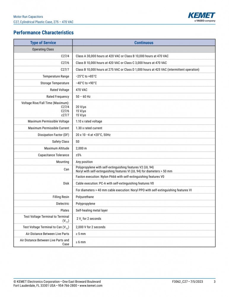 KEMET C27 datasheet page 3
