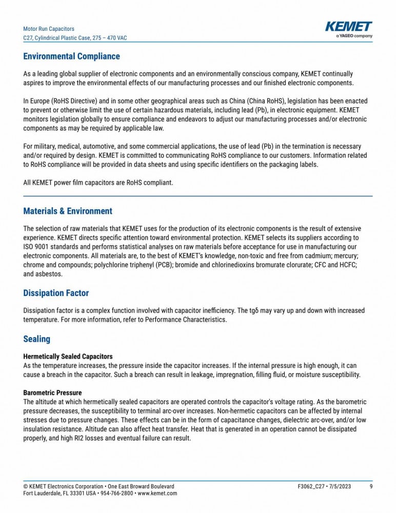 KEMET C27 datasheet page 9