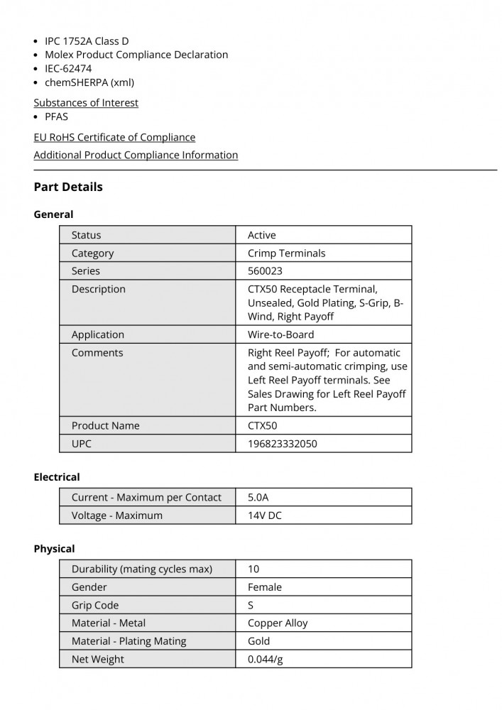 MOLEX 5600230845 document preview, page 2