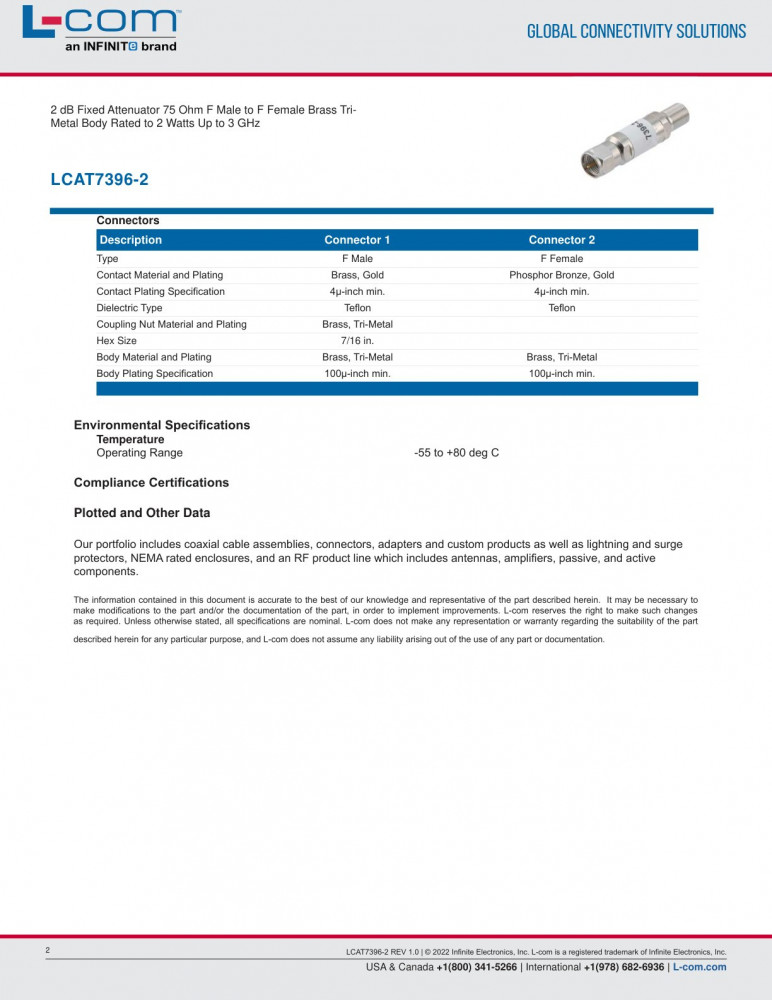 LCAT7396-2 technical datasheet page 2