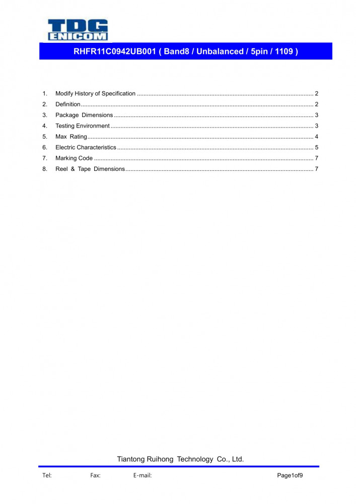 RHFR11C0942UB001 specification page 2