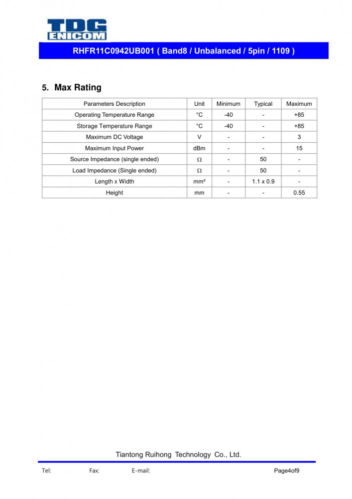 RHFR11C0942UB001 specification page 5