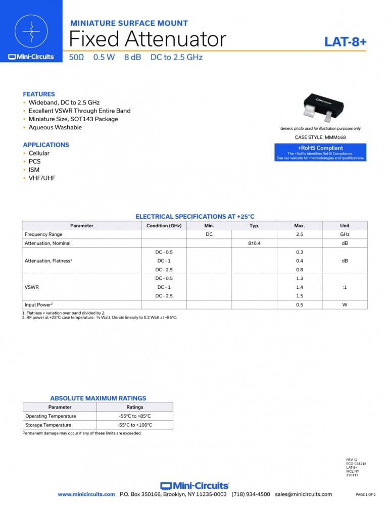 LAT-8+ datasheet page 1
