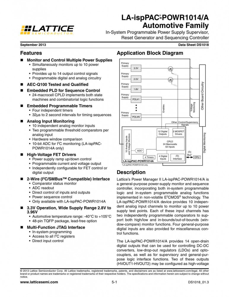 LA-ispPAC-POWR1014A technical document page 1