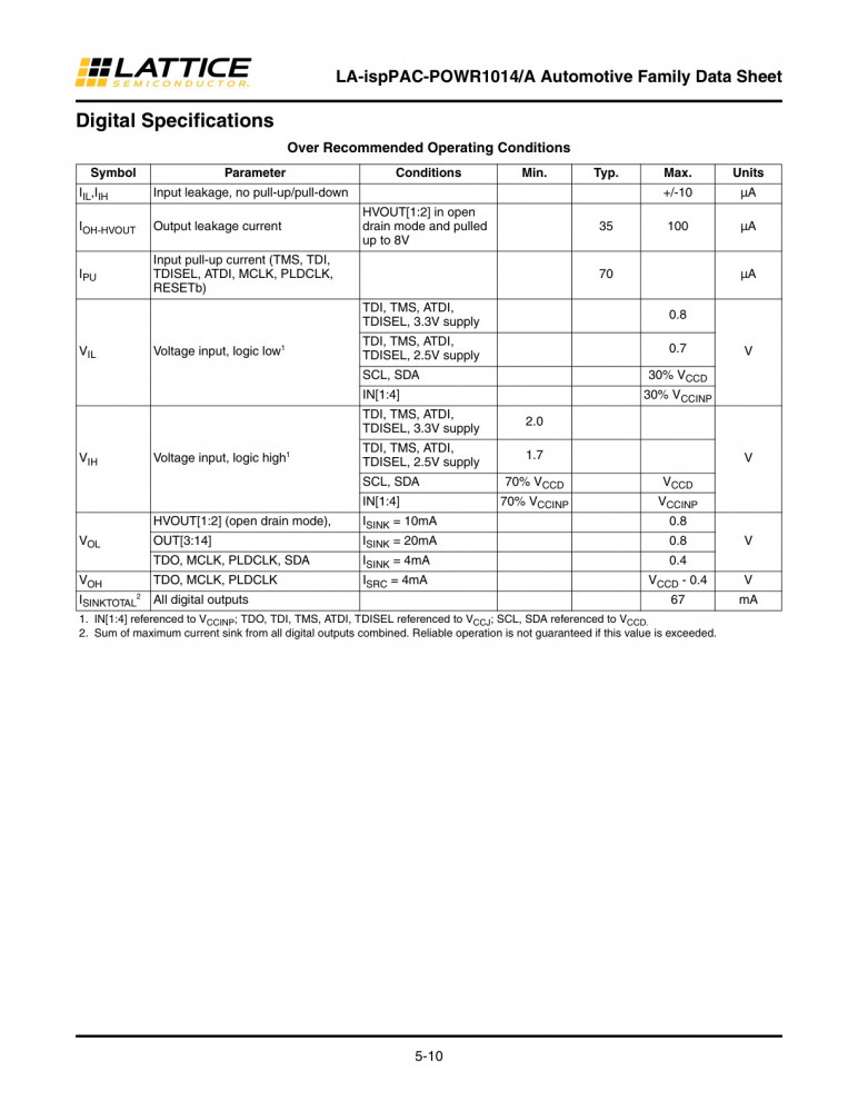 LA-ispPAC-POWR1014A technical document page 10