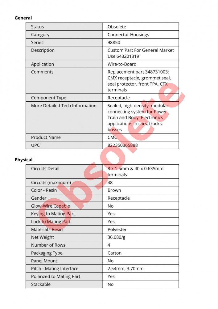 Technical document image 2 for Molex 988503003