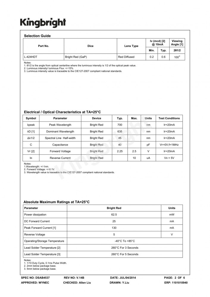 L-424HDT datasheet page 2