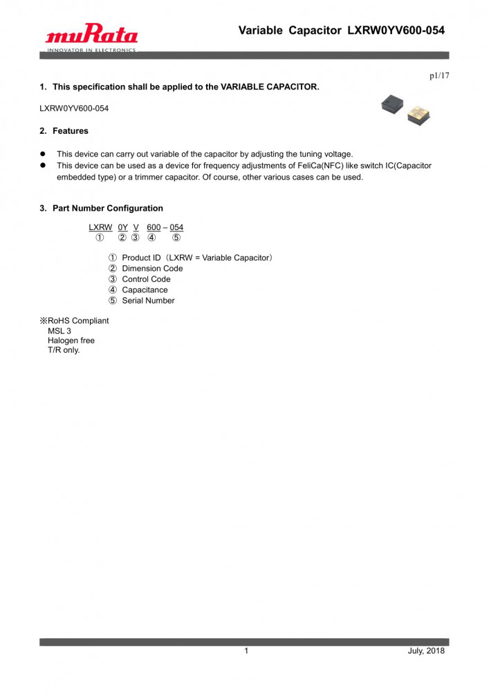 LXRW0YV600-054 datasheet page 1