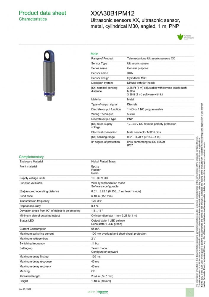 XXA30B1PM12 technical document page 1