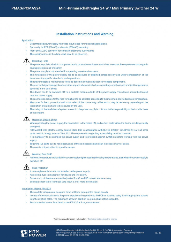 PMAS/PCMAS24 datasheet page 10