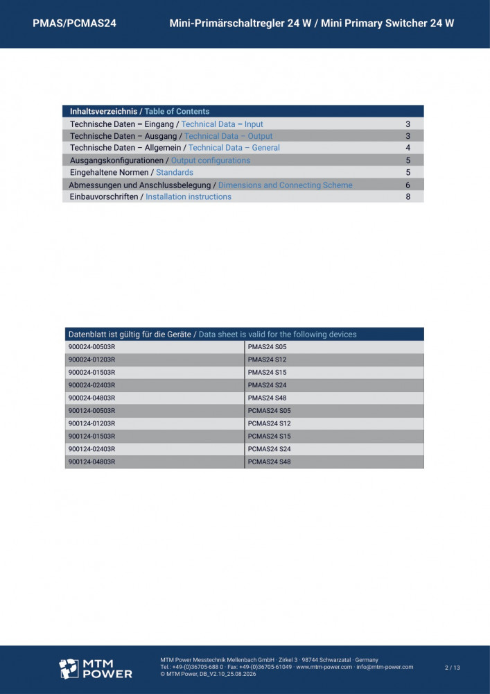PMAS/PCMAS24 datasheet page 2