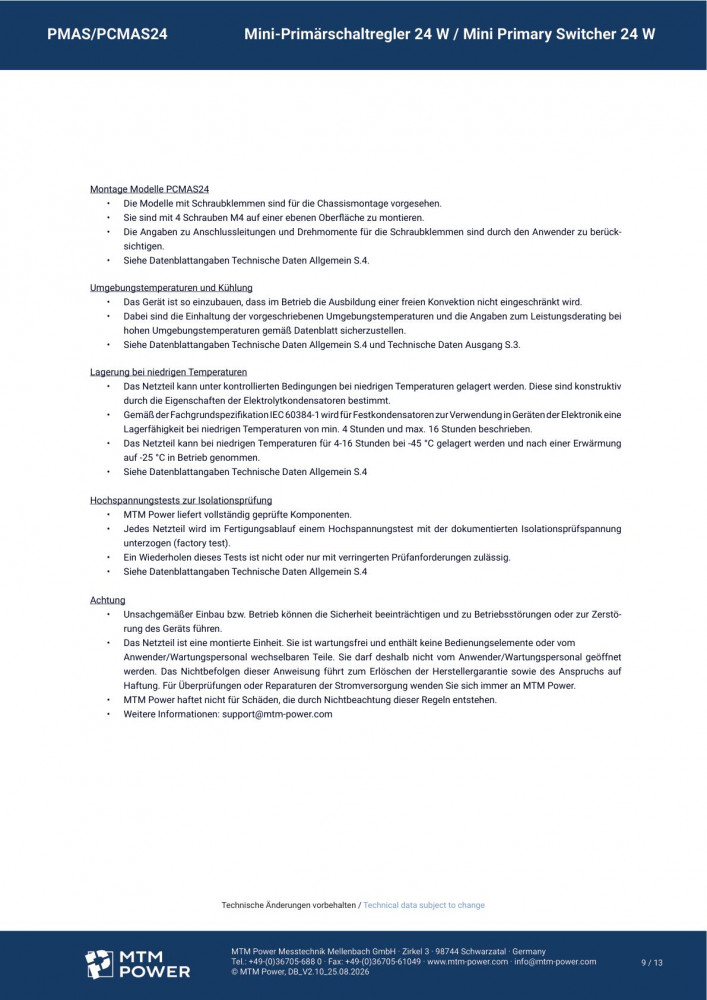 PMAS/PCMAS24 datasheet page 9