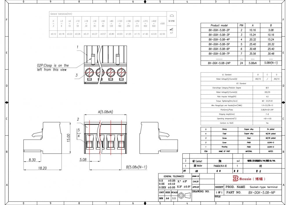 BX-DGK-5.08-7P technical drawing