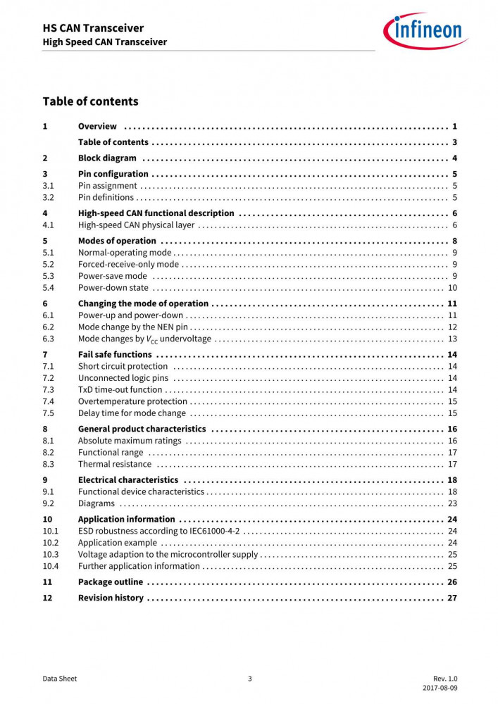 TLE9250V datasheet page 3