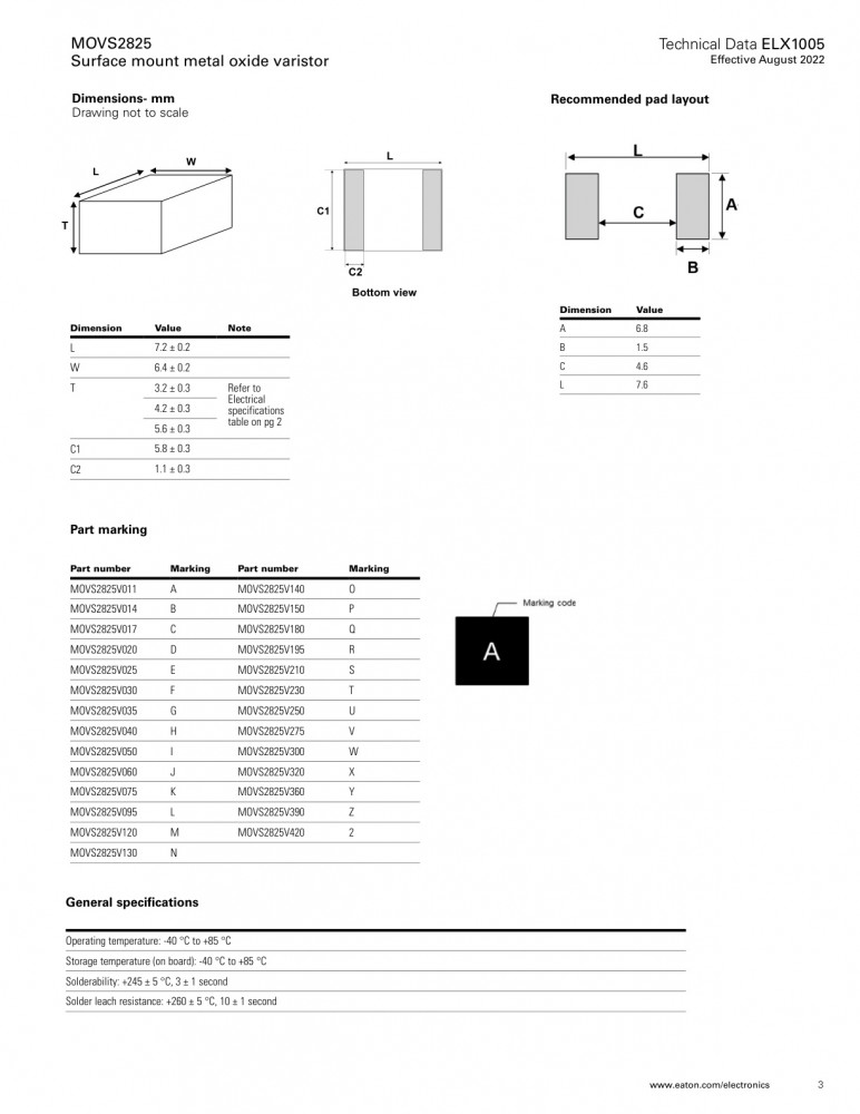 MOVS2825 datasheet page 3