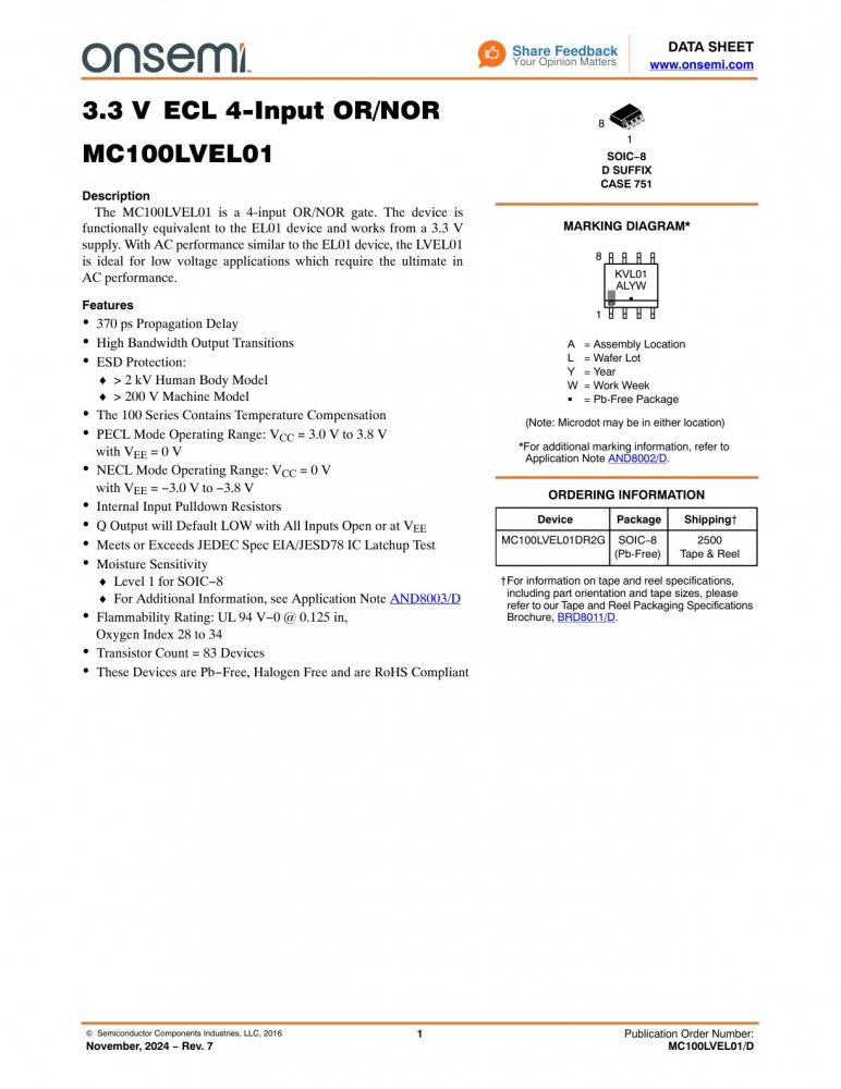 MC100LVEL01 document page 1