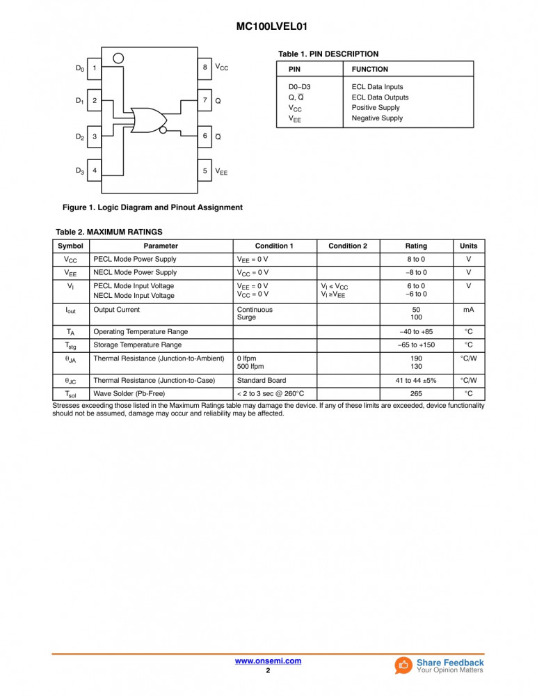MC100LVEL01 document page 2
