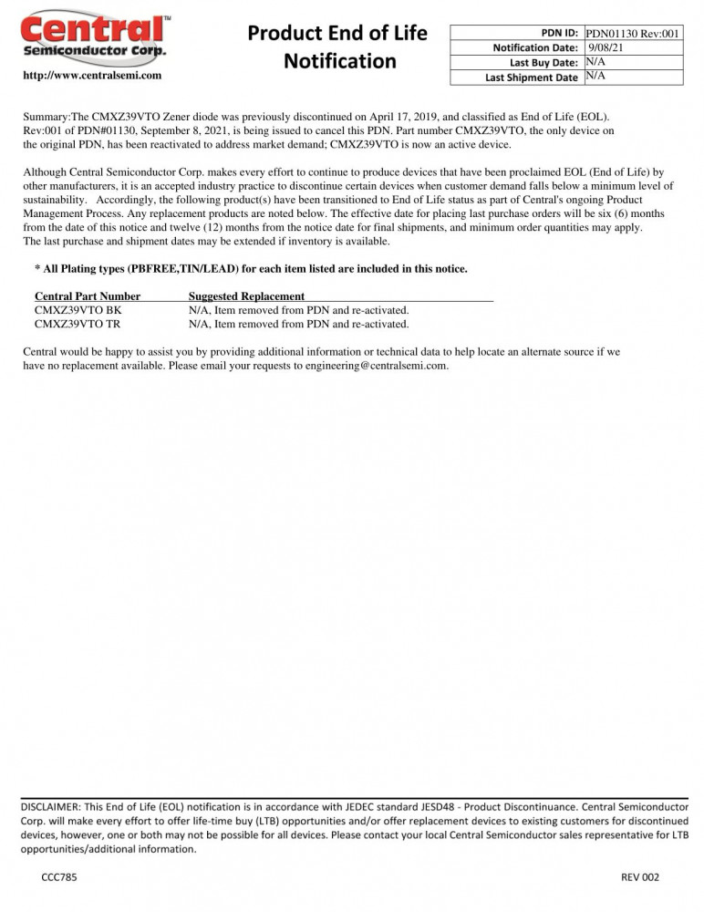 CMXZ39VTO datasheet page 4