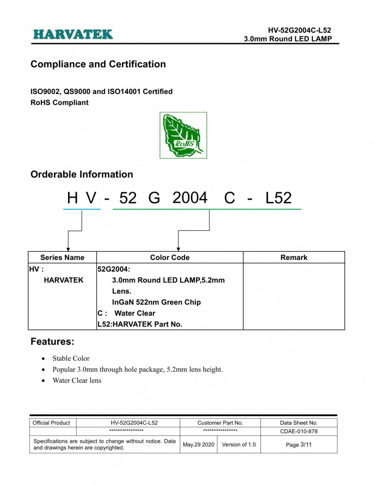 HV-52G2004C-L52 datasheet page 3