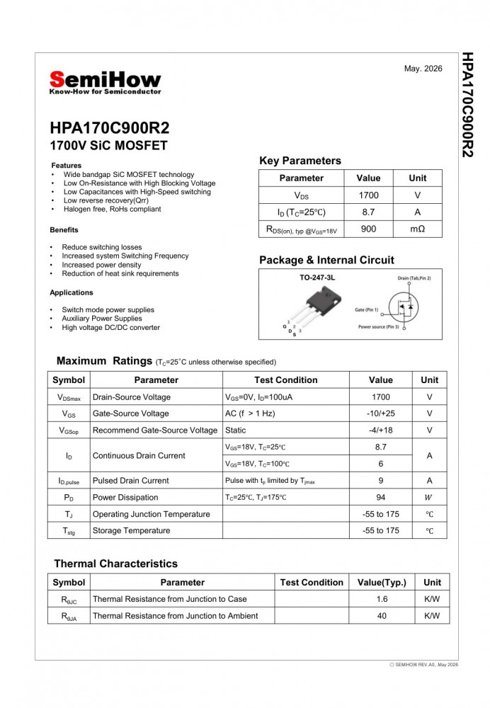 HPA170C900R2 technical document page 1