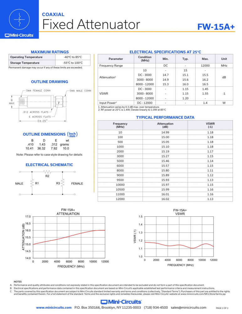 Mini-Circuits FW-10A+ technical document page 2