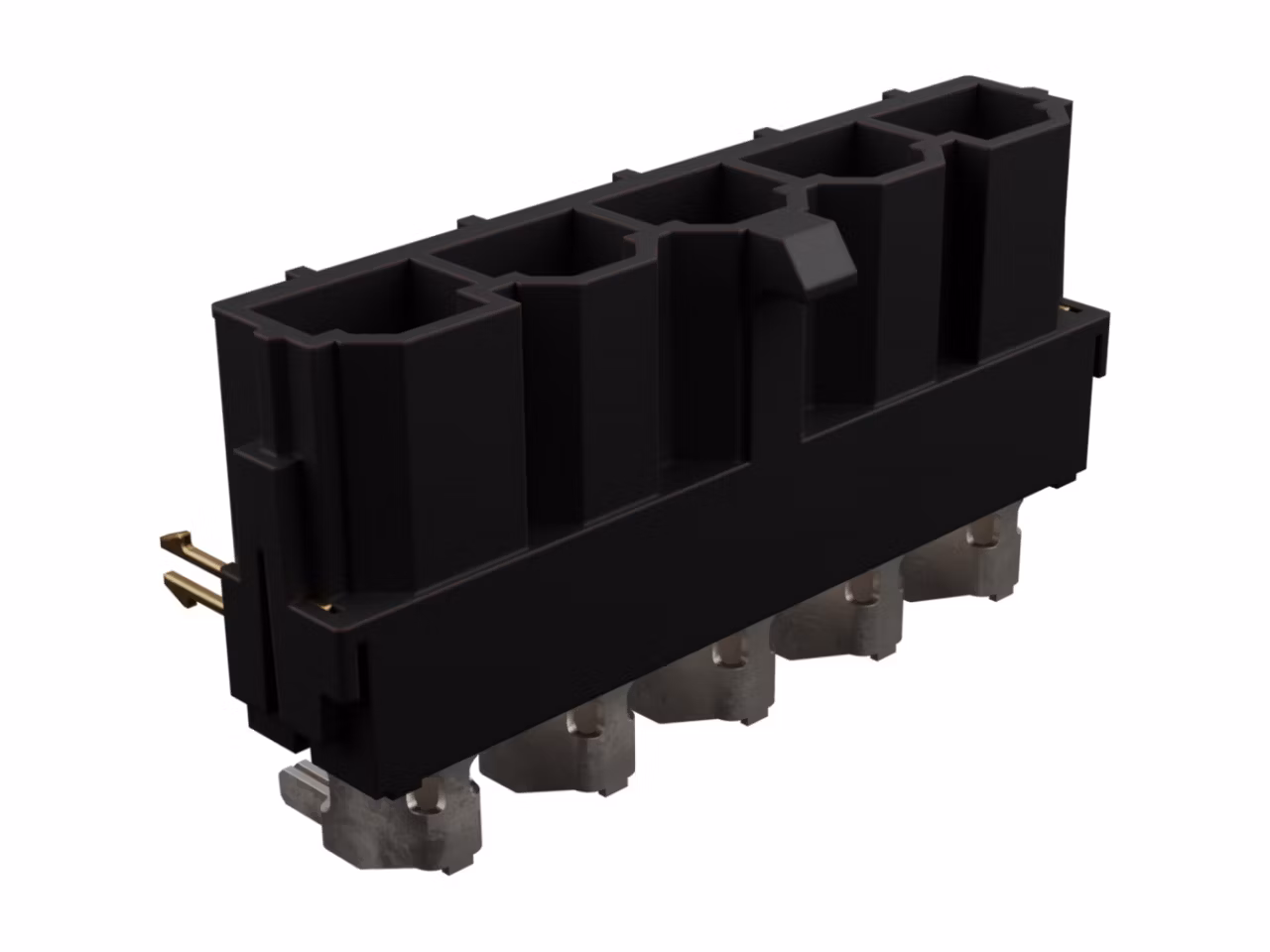 Mini-Fit Sr. Right-Angle Header, 10.00mm Pitch, Single Row, 5 Circuits, 3.50mm Tail Length, for 1.57mm PCB, Tin (Sn) Plating, with Clip, USE NYE LUBE ON MATING SURFACES for sale