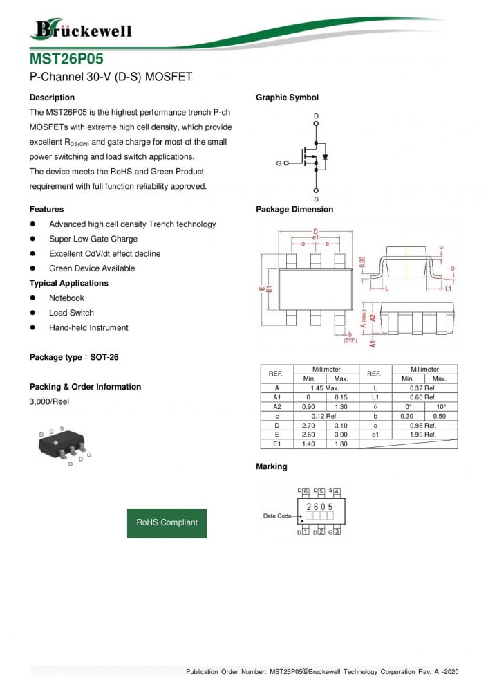 MST26P05 datasheet page 1