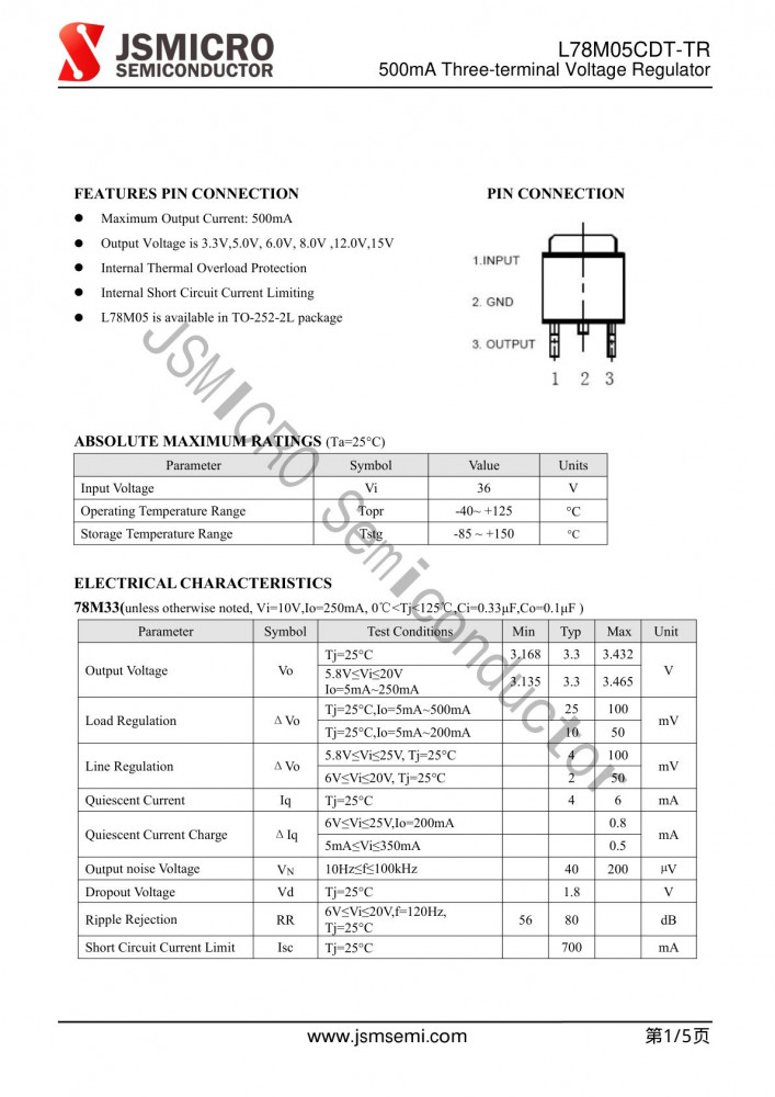 L78M05CDT-TR(JSM) datasheet page 1